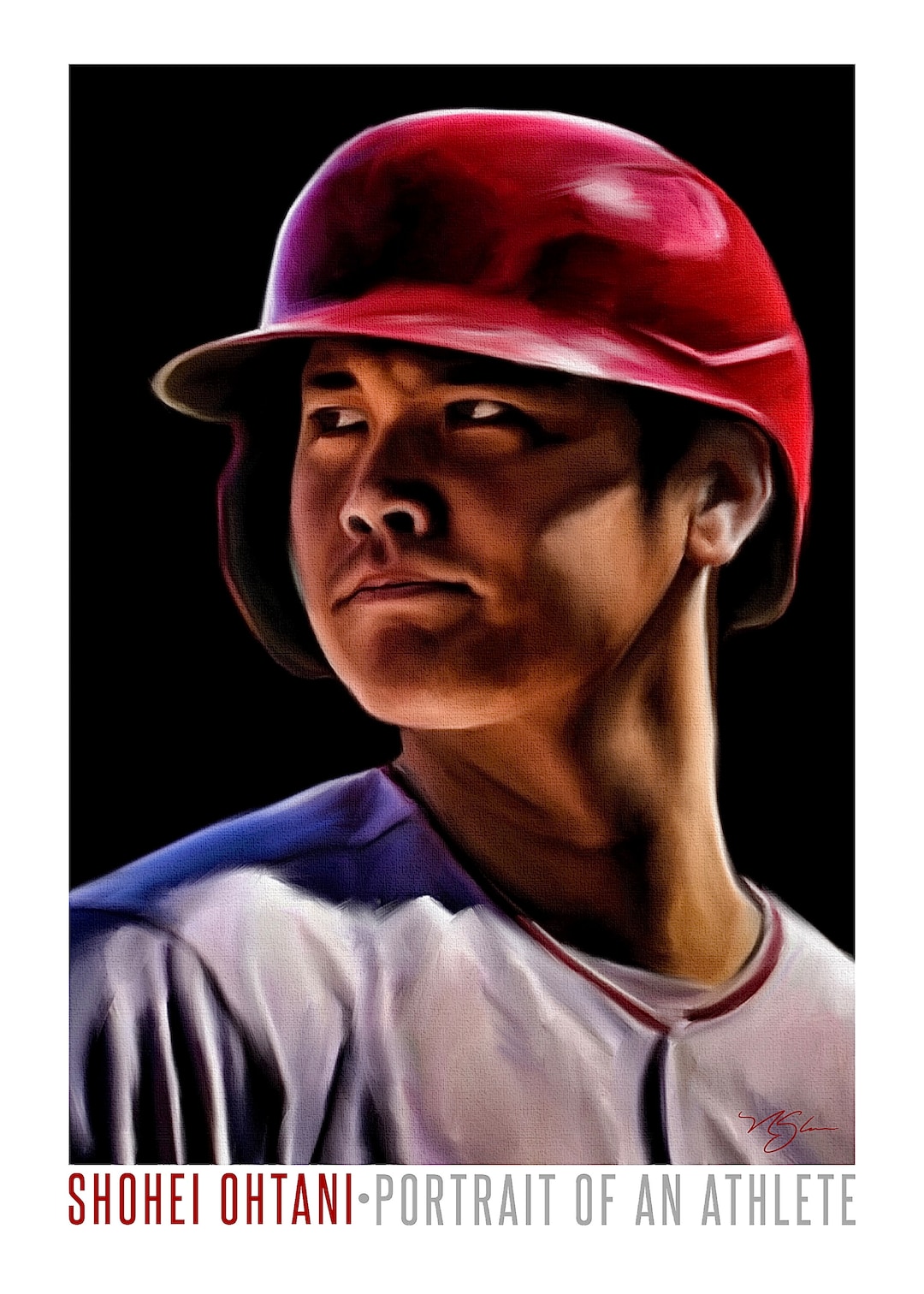 Shohei Ohtani Digital Art Custom Painted Baseball Artwork Portrait of ...