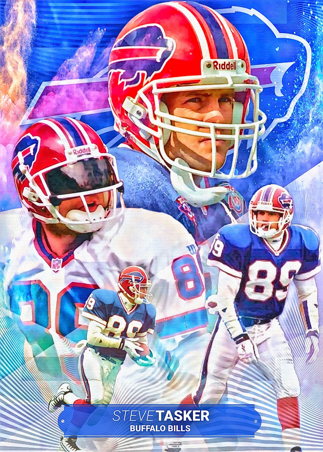 Steve Tasker Buffalo Bills Custom Painted 11x14 Football Art Print ...