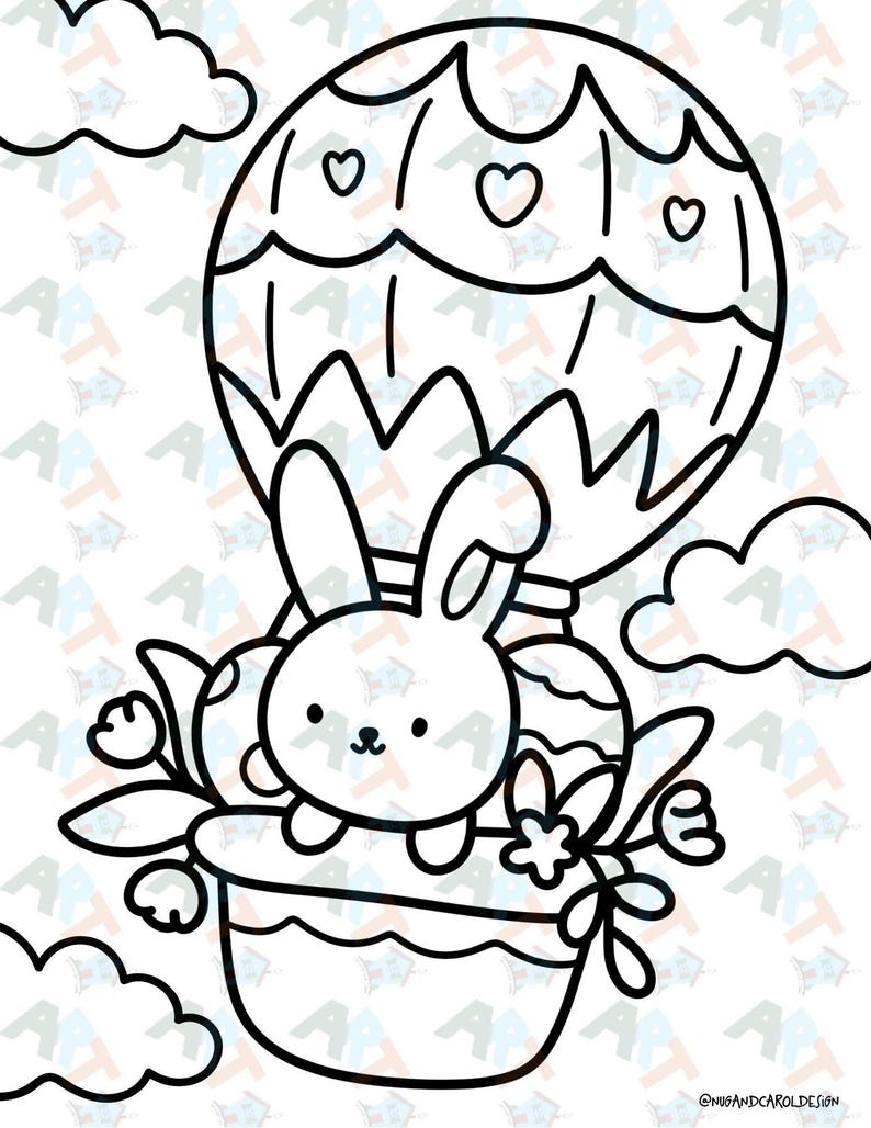 Spring Scenes Coloring Page Printable| Easter Bunny Printable - Etsy ...