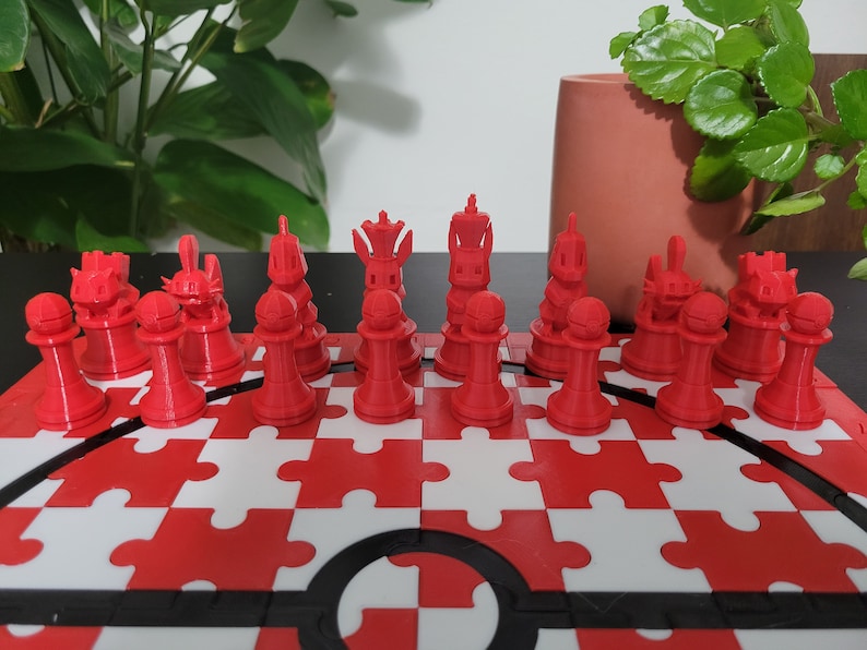 Pokemon Chess Set Chess Puzzle Pokemon Themed 3d-printed Chess Board ...