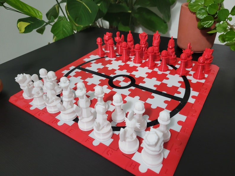 Pokemon Chess Set Chess Puzzle Pokemon Themed 3d-printed Chess Board ...