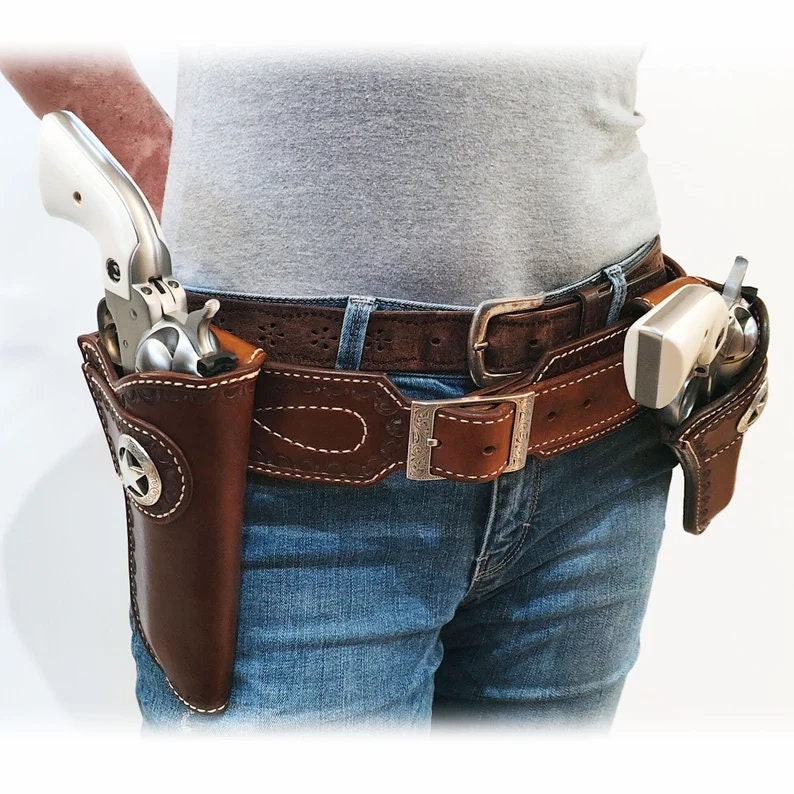 Texas Ranger Inspired Leather Rig Double Holsters Western - Etsy Australia