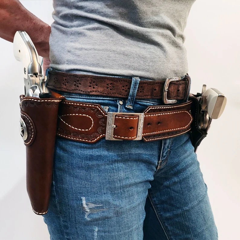 Texas Ranger Inspired Leather Rig Double Holsters Western - Etsy Australia