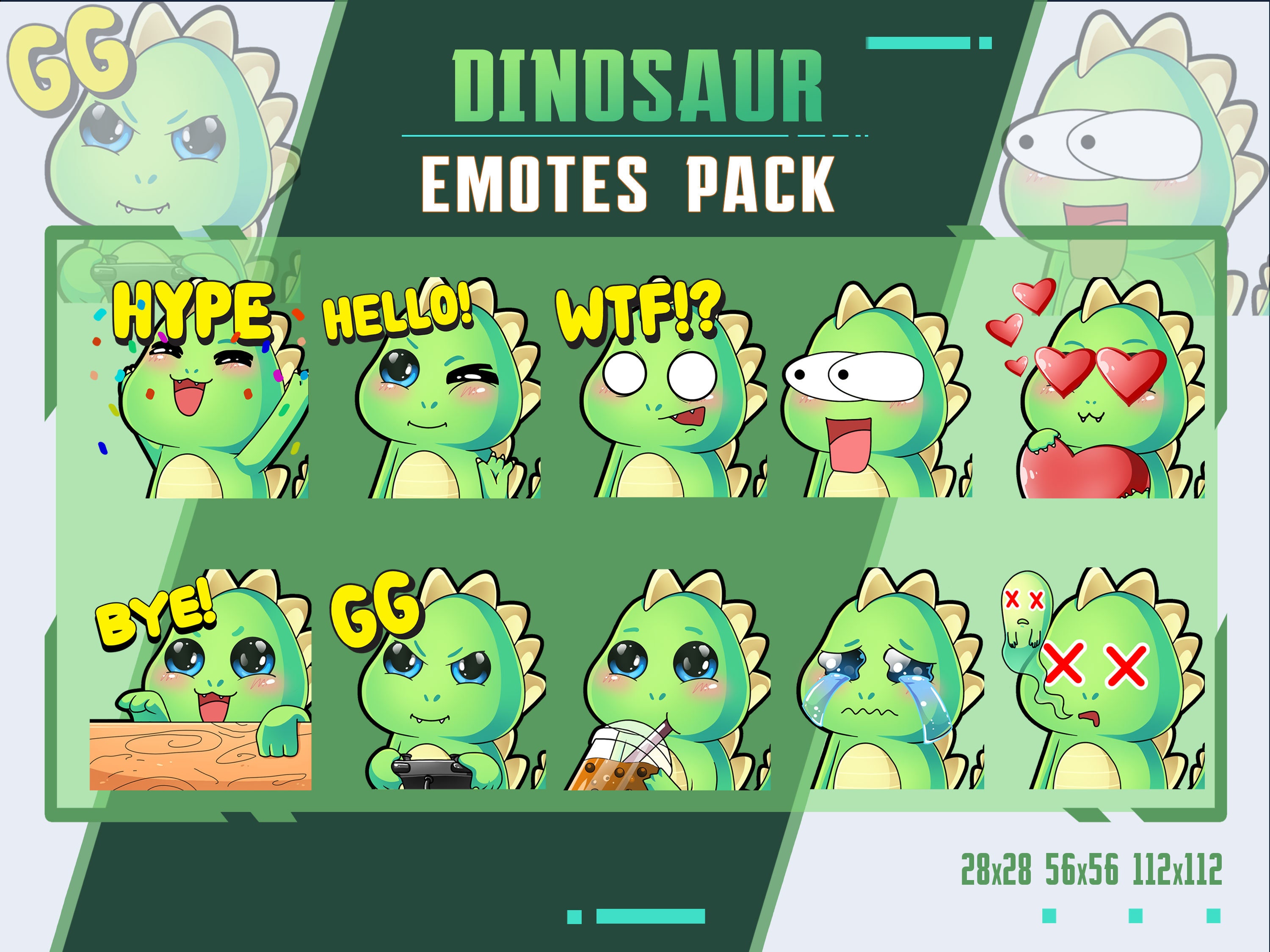Dinosaur Funny Emotes, Twitch Emote Pack, Streamer Emotes, Youtube ...