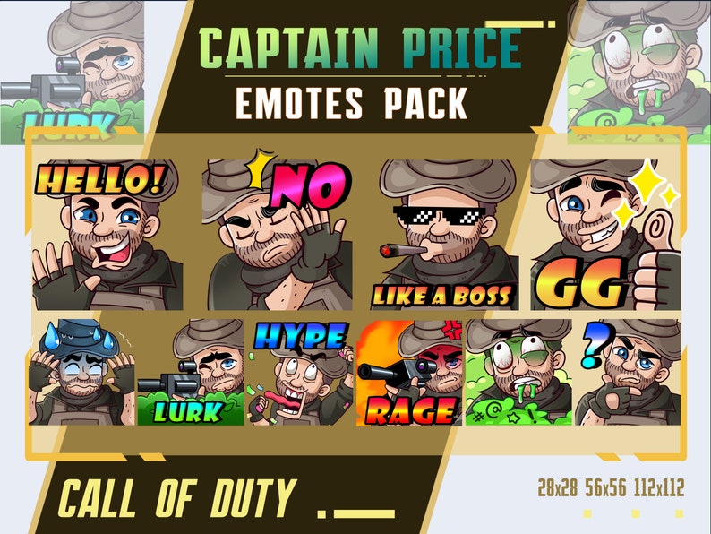 Captain Price Call of Duty Twitch Emotes, Captain Price COD Twitch ...