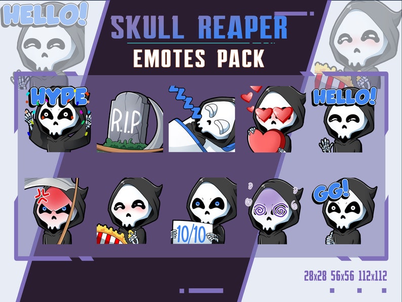 Skull Reaper Emotes Pack, Twitch Emotes, Dead by Daylight, Ghost Face ...