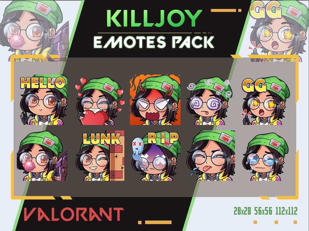 Killjoy Valorant Emotes, Twitch Emote Pack, Streamer Emotes, Youtube ...