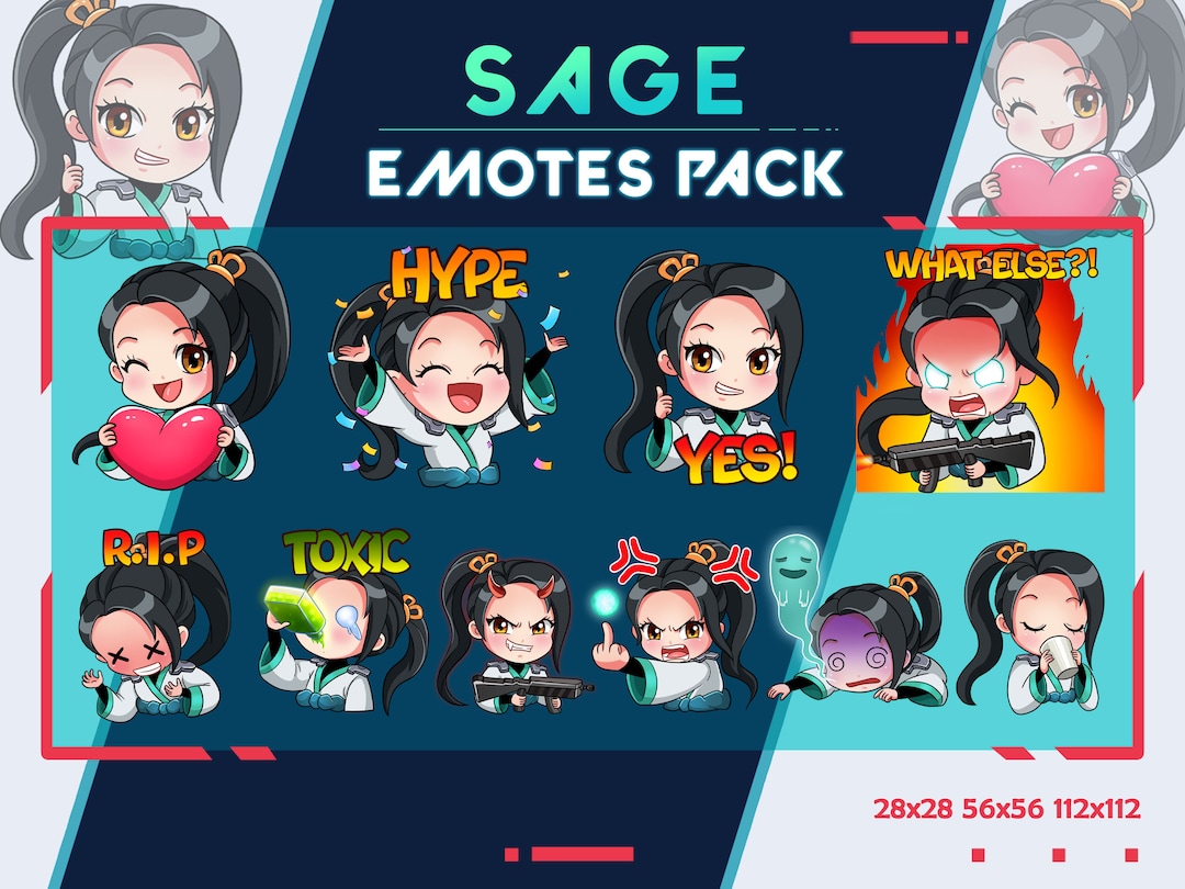 Sage Valorant Emotes, Twitch Emote Pack, Streamer Emotes, Youtube ...
