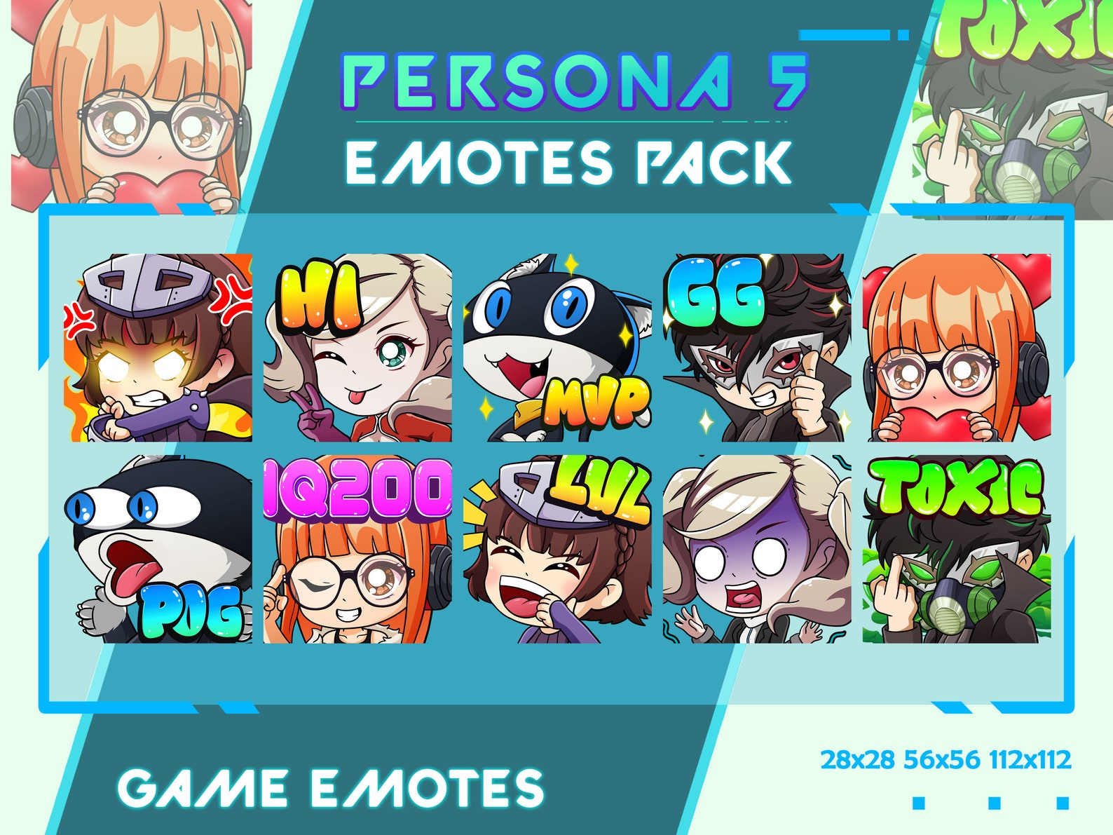 Persona 5 Emotes Pack Persona 5 Twitch Emotes Streamer Etsy