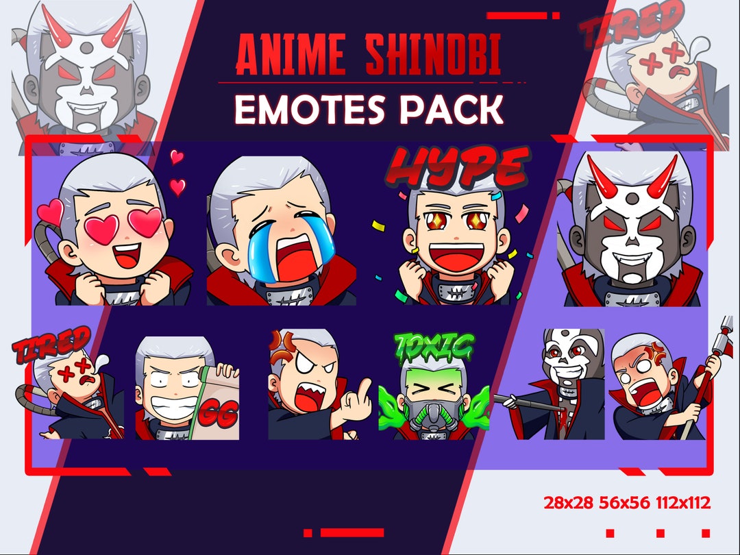 Funny Ninja Anime Shinobi Emotes, Twitch Emote Pack, Streamer Emotes ...