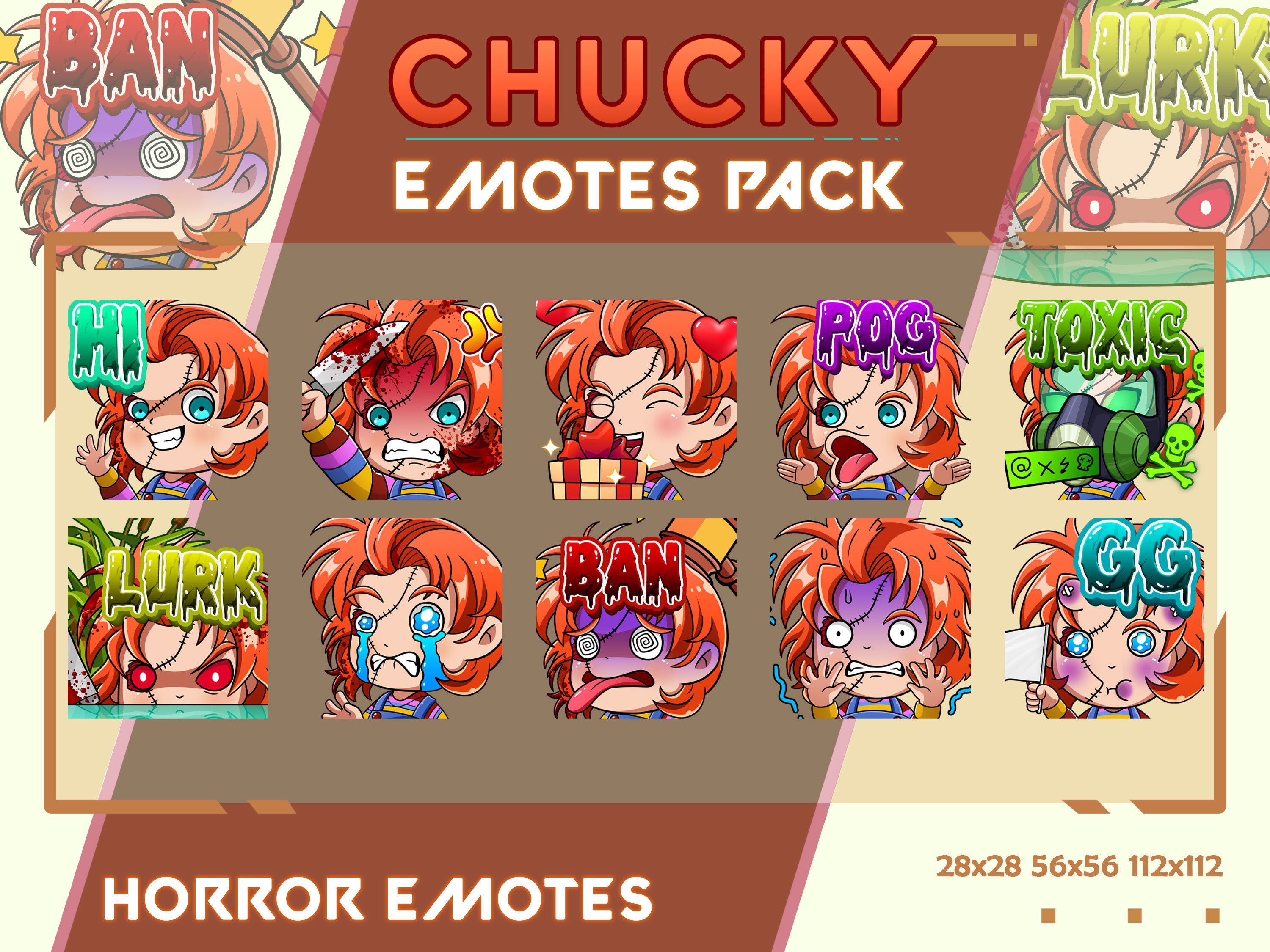 Chucky Emotes Pack, Dead by Daylight Twitch Emotes, Streamer Emotes ...