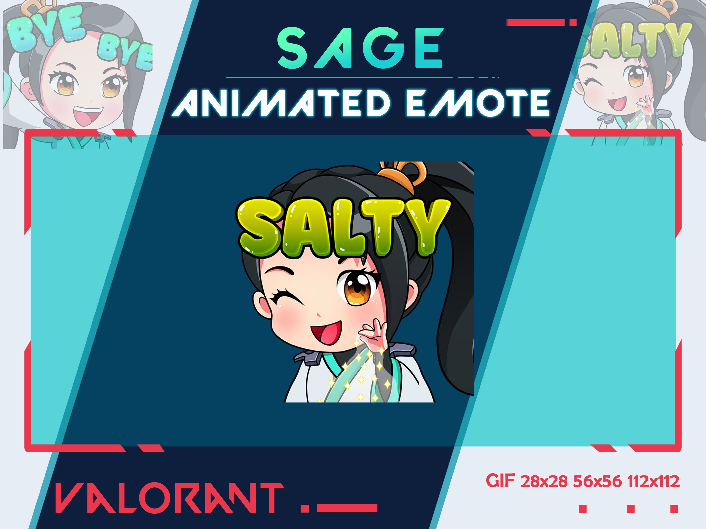 Sage Salty Valorant Animated Emotes, Twitch Emote Pack, Streamer Emotes ...