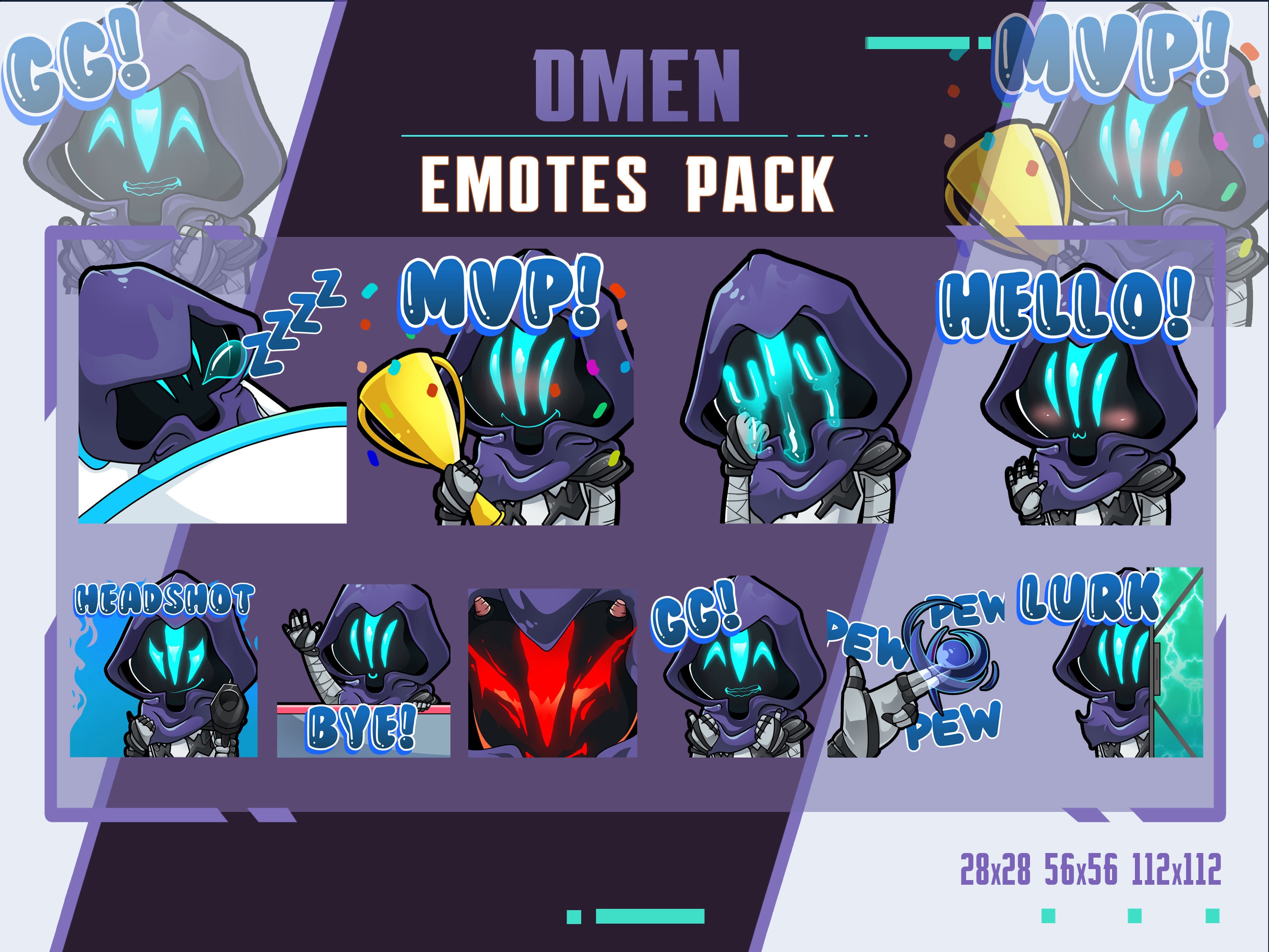 Omen Valorant Emotes, Twitch Emote Pack, Streamer Emotes, Youtube ...
