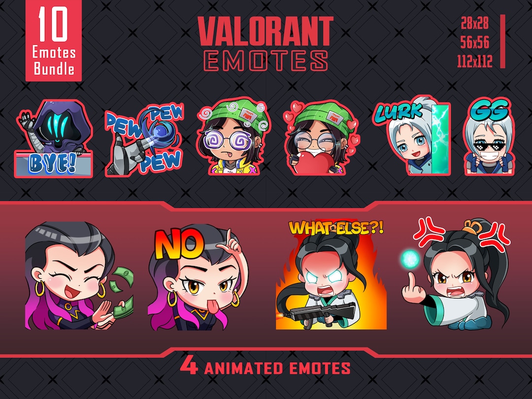 5 Agents Sage, Reyna, Jett, Killjoy Valorant 10 Emotes, 4 Animated ...