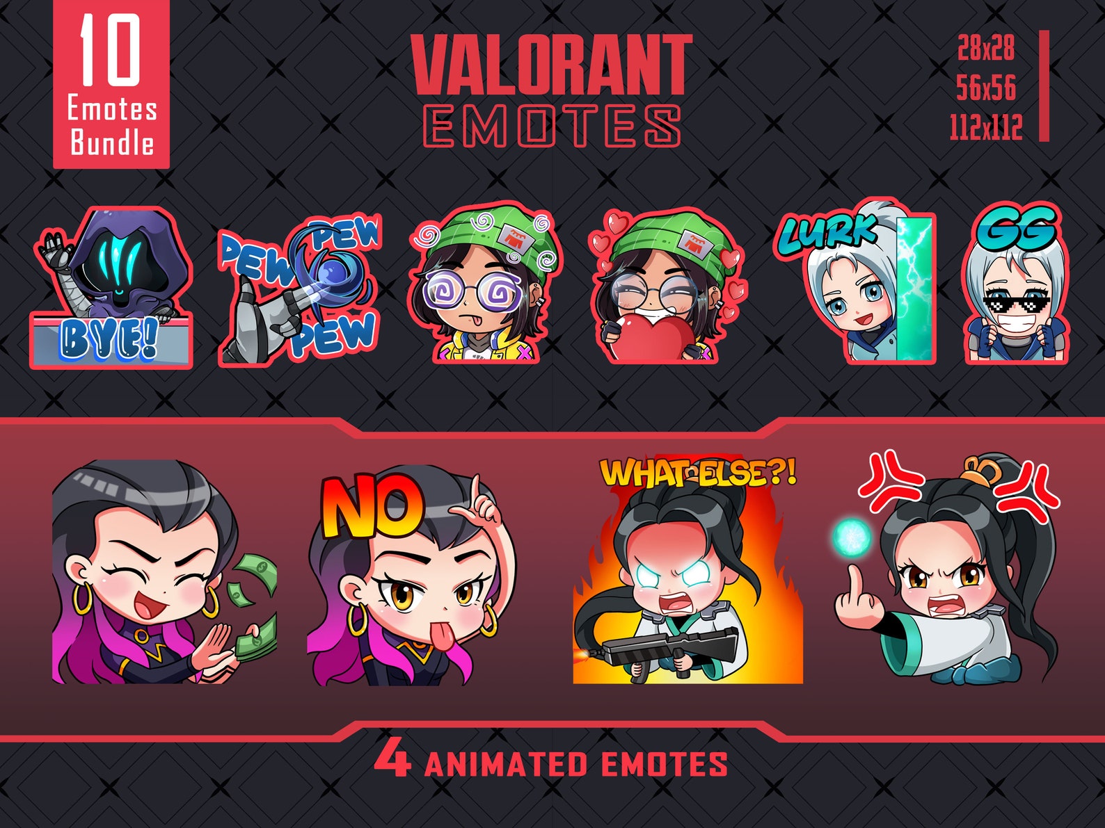 5 Agents Sage, Reyna, Jett, Killjoy Valorant 10 Emotes, 4 Animated ...