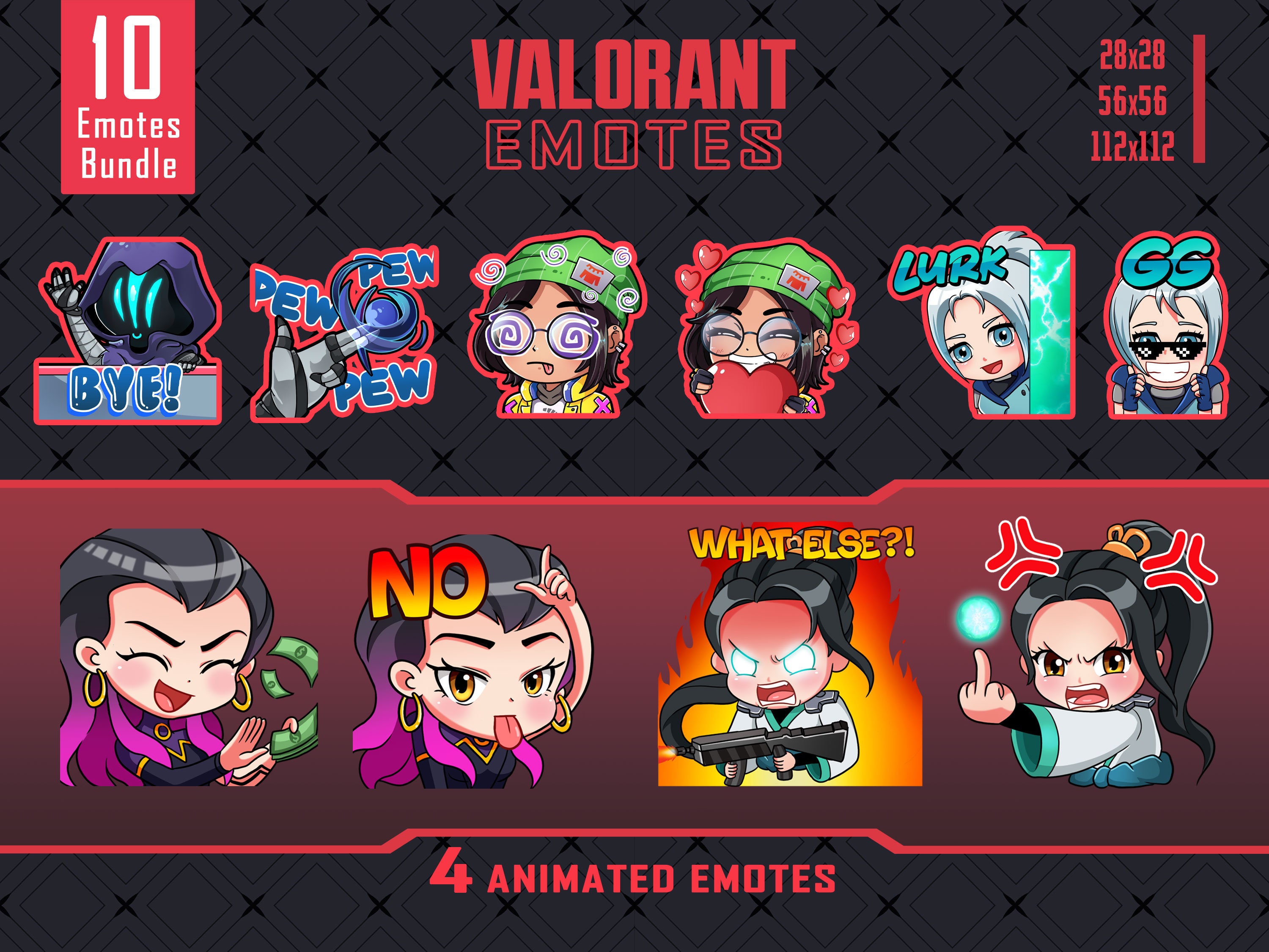 5 Agents Sage, Reyna, Jett, Killjoy Valorant 10 Emotes, 4 Animated ...