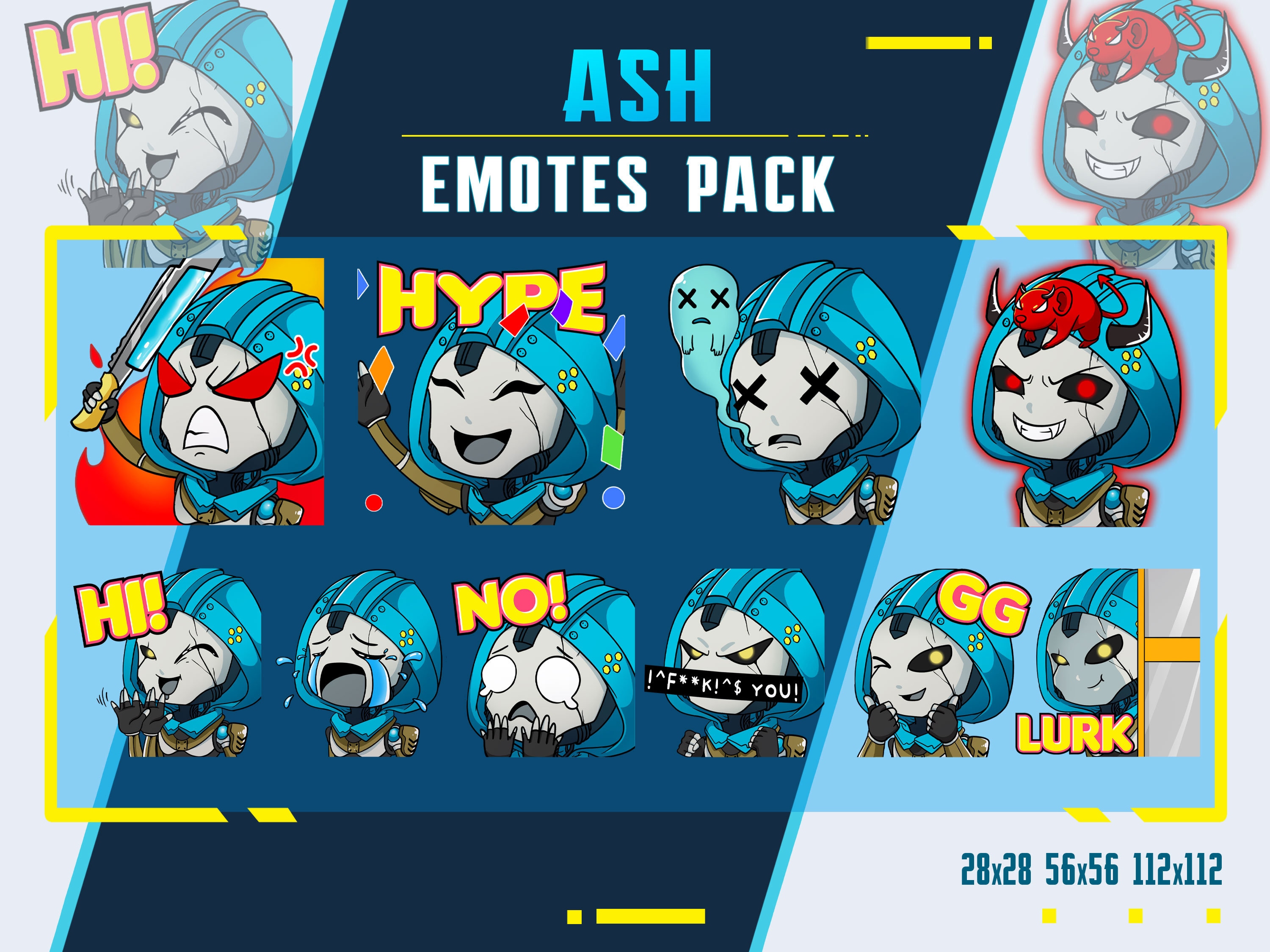 Ash Apex Legends Emotes, Twitch Emote Pack, Streamer Emotes, Youtube ...