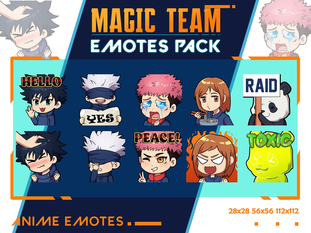 Funny JJK Anime Pack Static Emotes, JJK Twitch Emote Pack, Streamer ...
