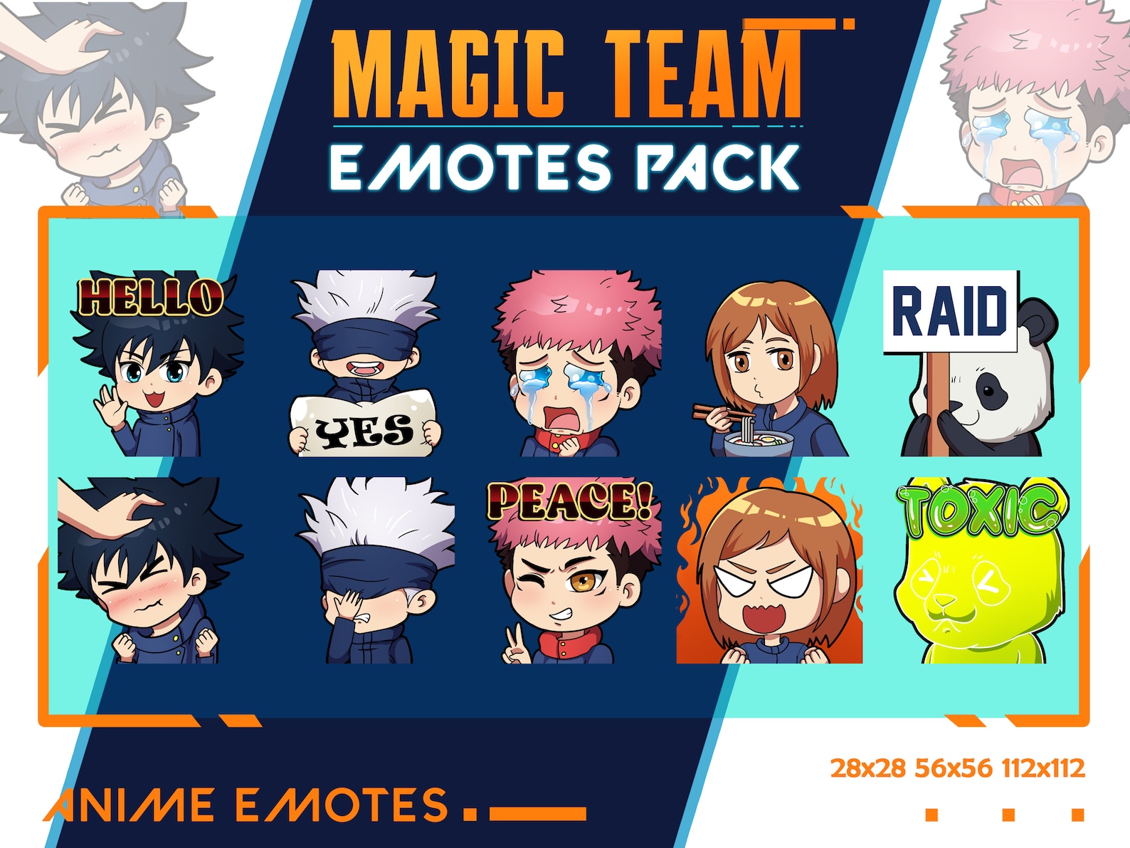 Funny JJK Anime Pack Static Emotes, JJK Twitch Emote Pack, Streamer ...