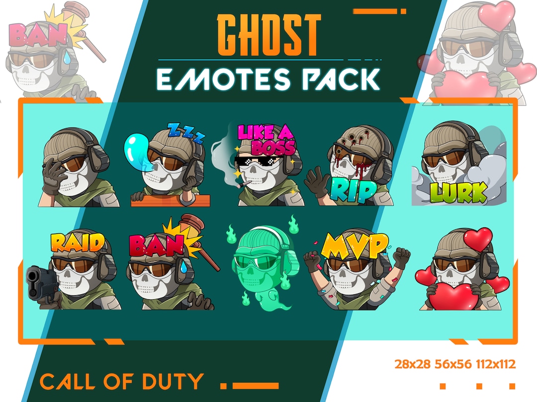 Ghost Call of Duty Twitch Emotes, Ghost COD Twitch Emote Pack, Streamer ...