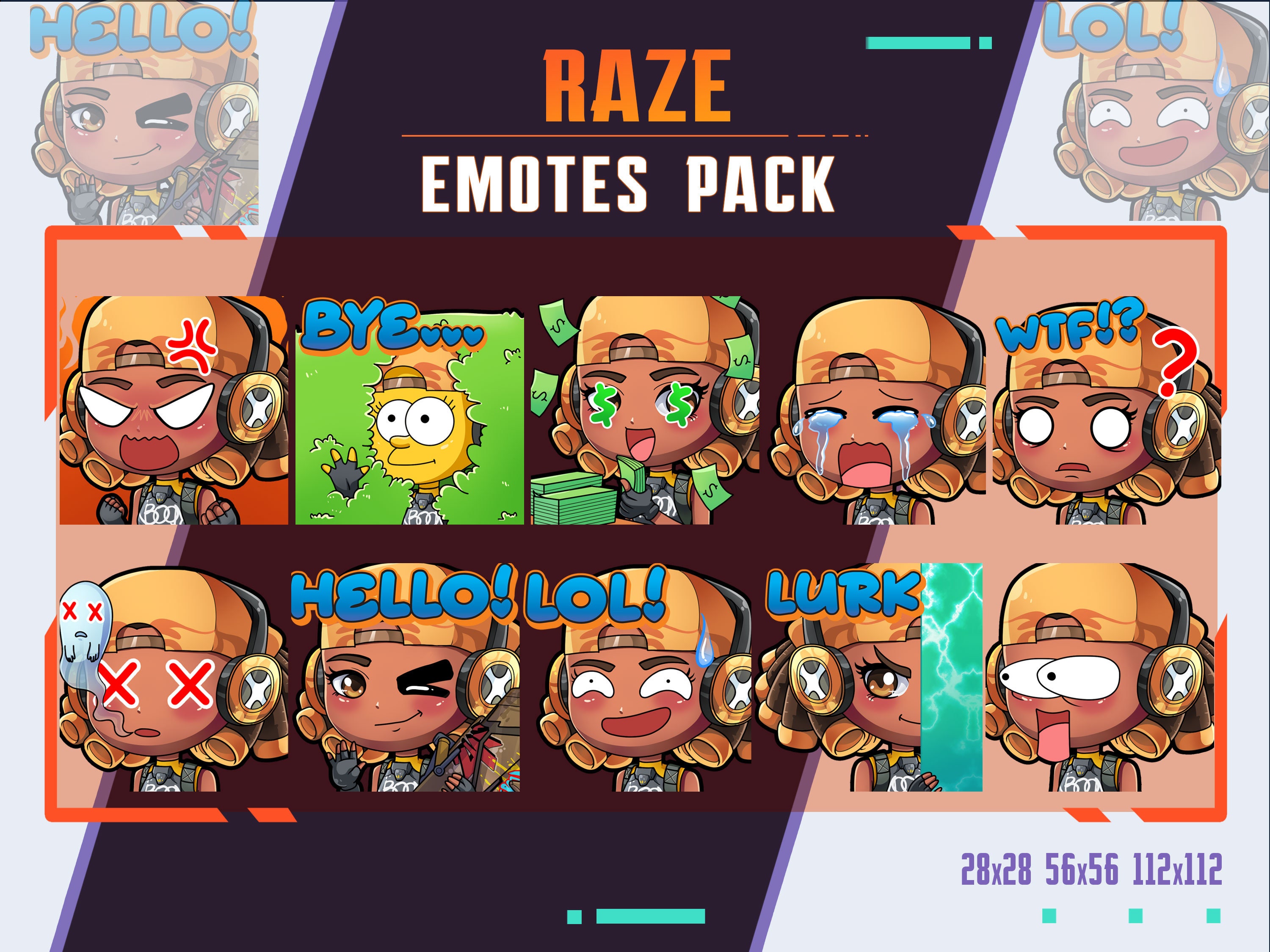 Raze Valorant Emotes Pack Twitch Emote Pack Streamer Emotes - Etsy