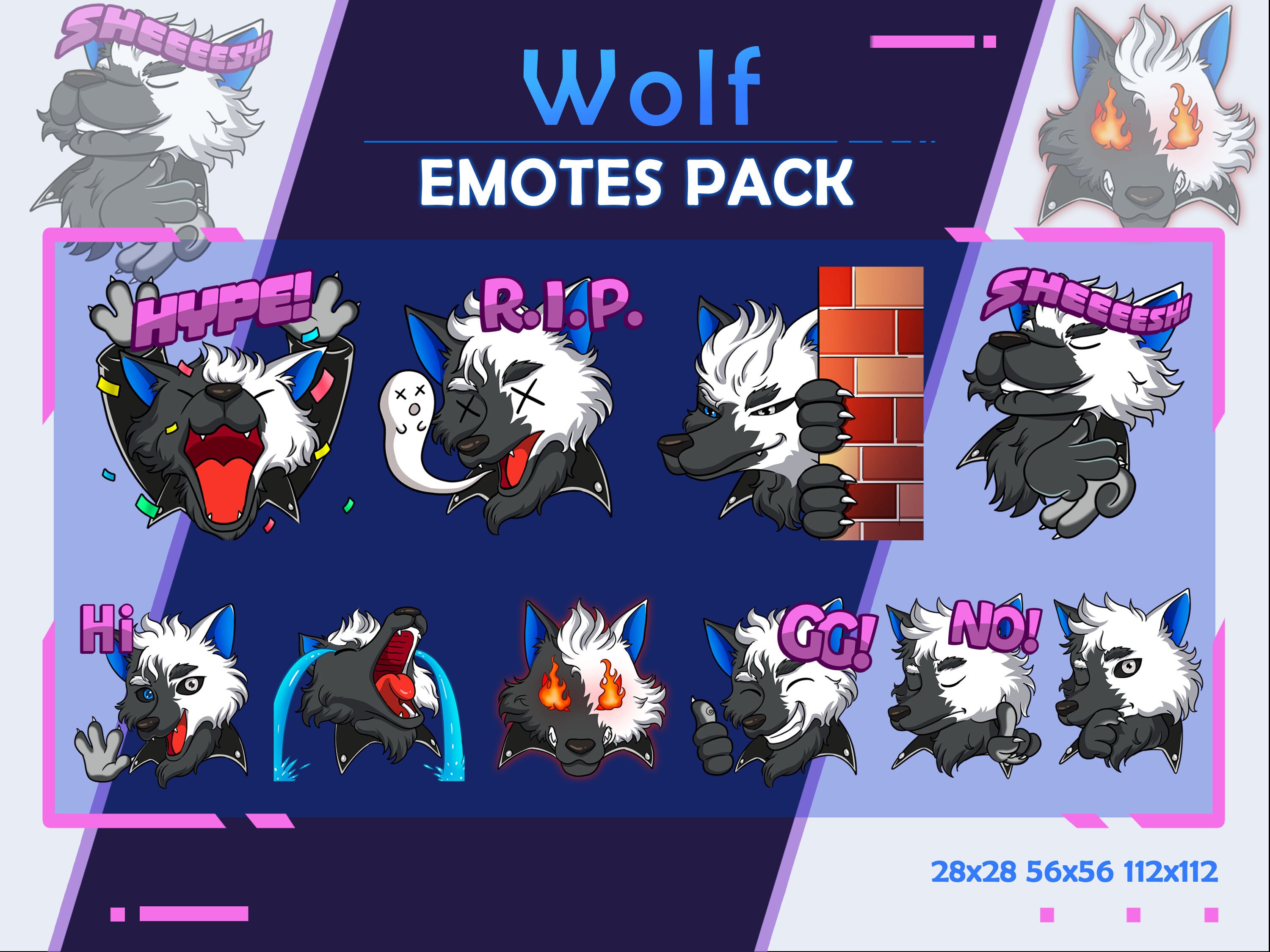 Wolf Emotes, Twitch Emote Pack, Streamer Emotes, Youtube Discord Emote ...