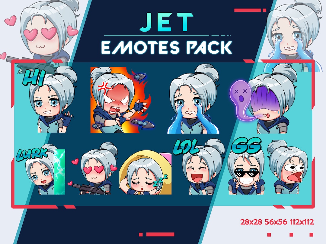 Jett Valorant Emotes: Twitch/discord Streamer Emote Pack (digital ...
