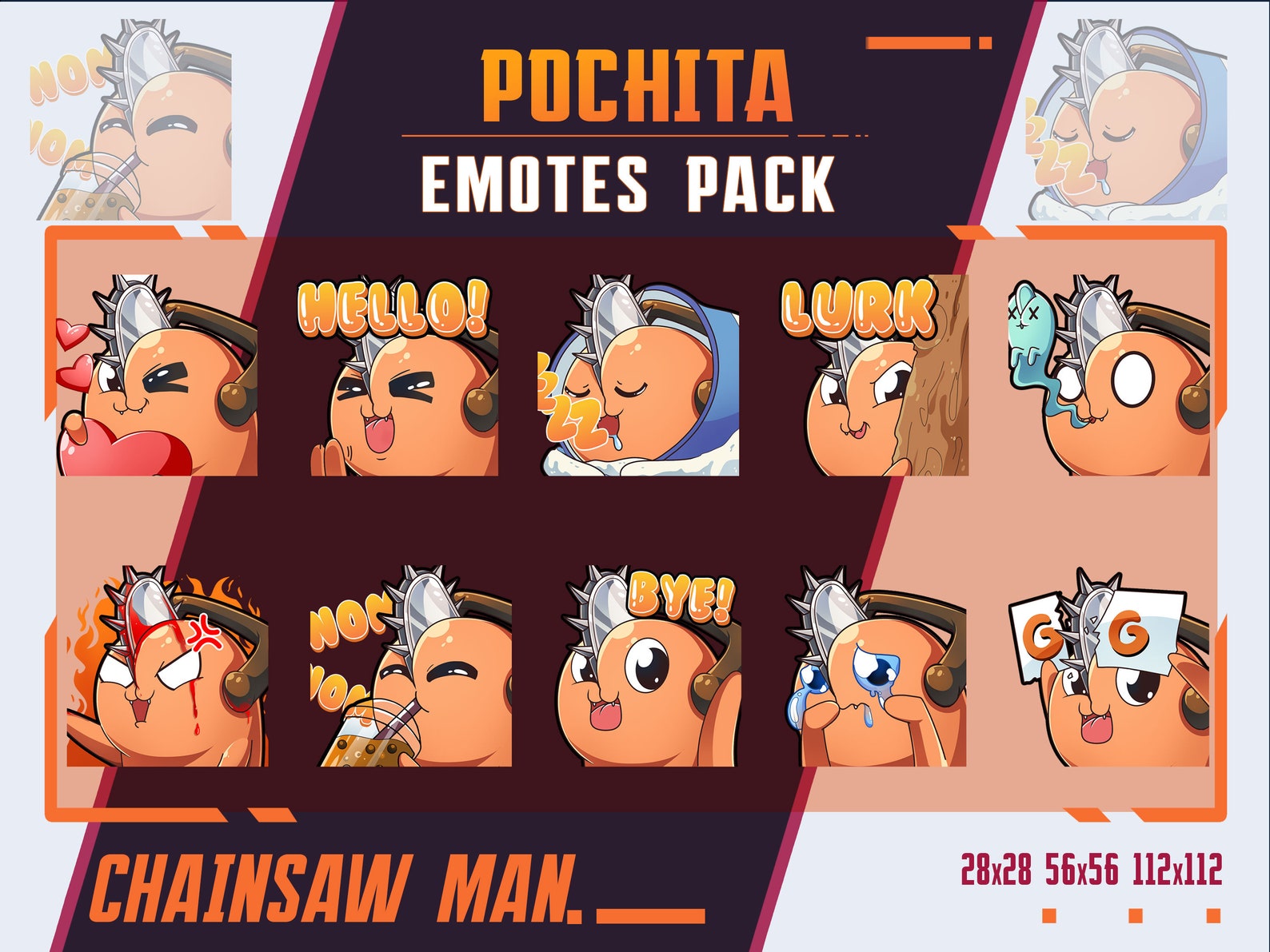 Pochita Chainsaw Man Emotes: Twitch/discord Streamer Emote Pack ...