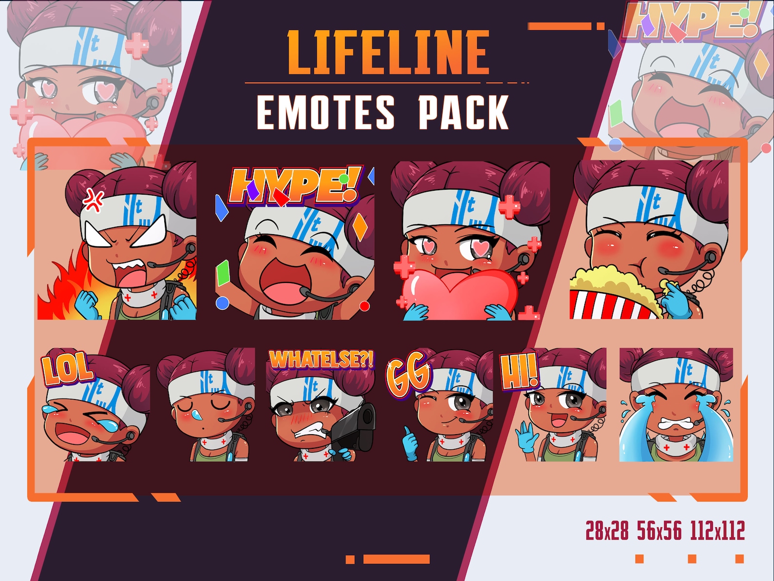 Lifeline Apex Legends Emotes, Twitch Emote Pack, Streamer Emotes ...