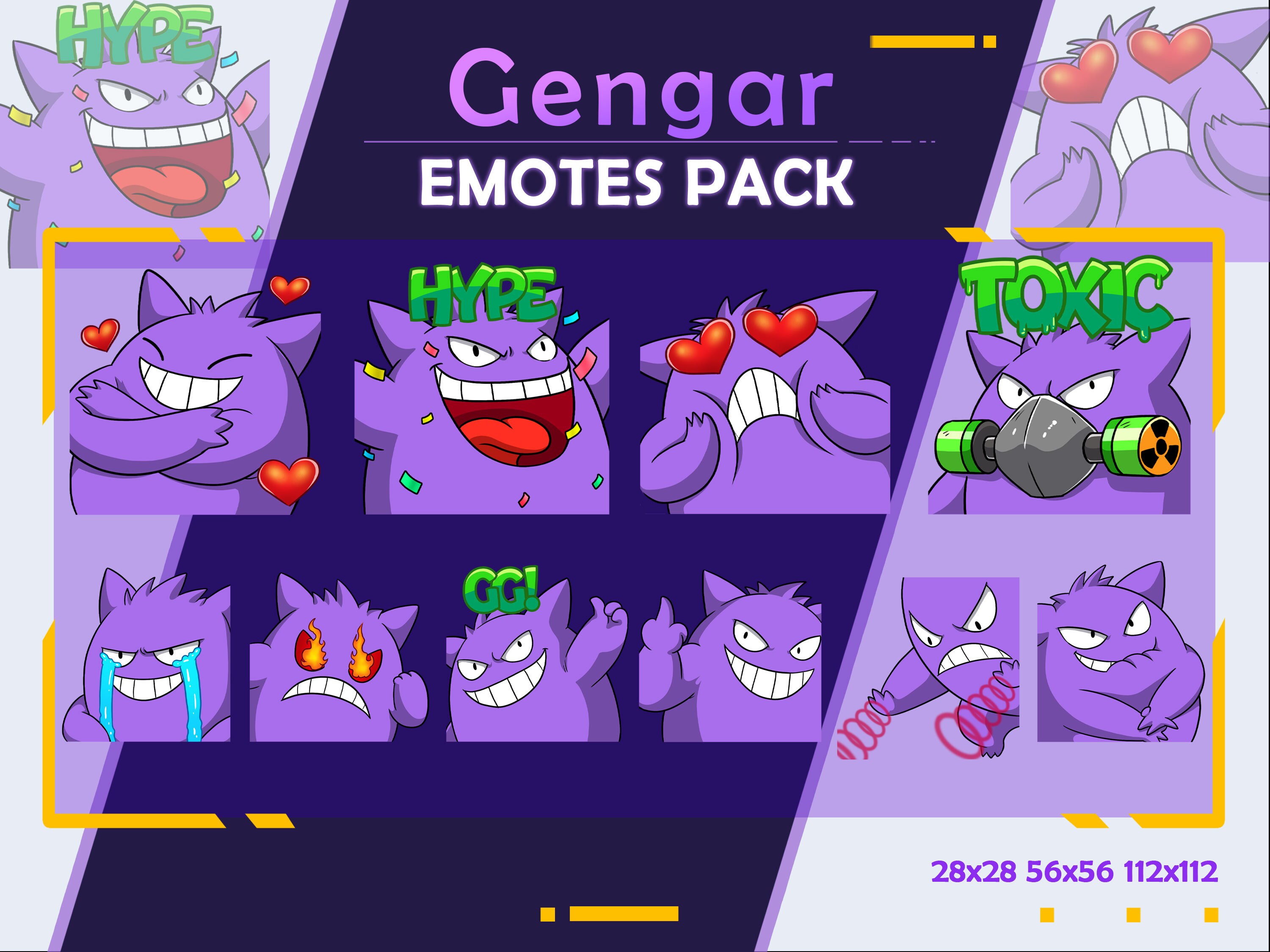 Gengar Pokemon Emotes, Twitch Emote Pack, Streamer Emotes, Youtube ...