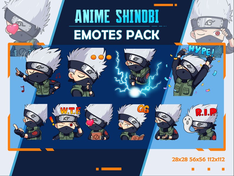 Ninja Anime Shinobi Emotes Bundle, Static Emotes Bundle, Twitch Emote ...