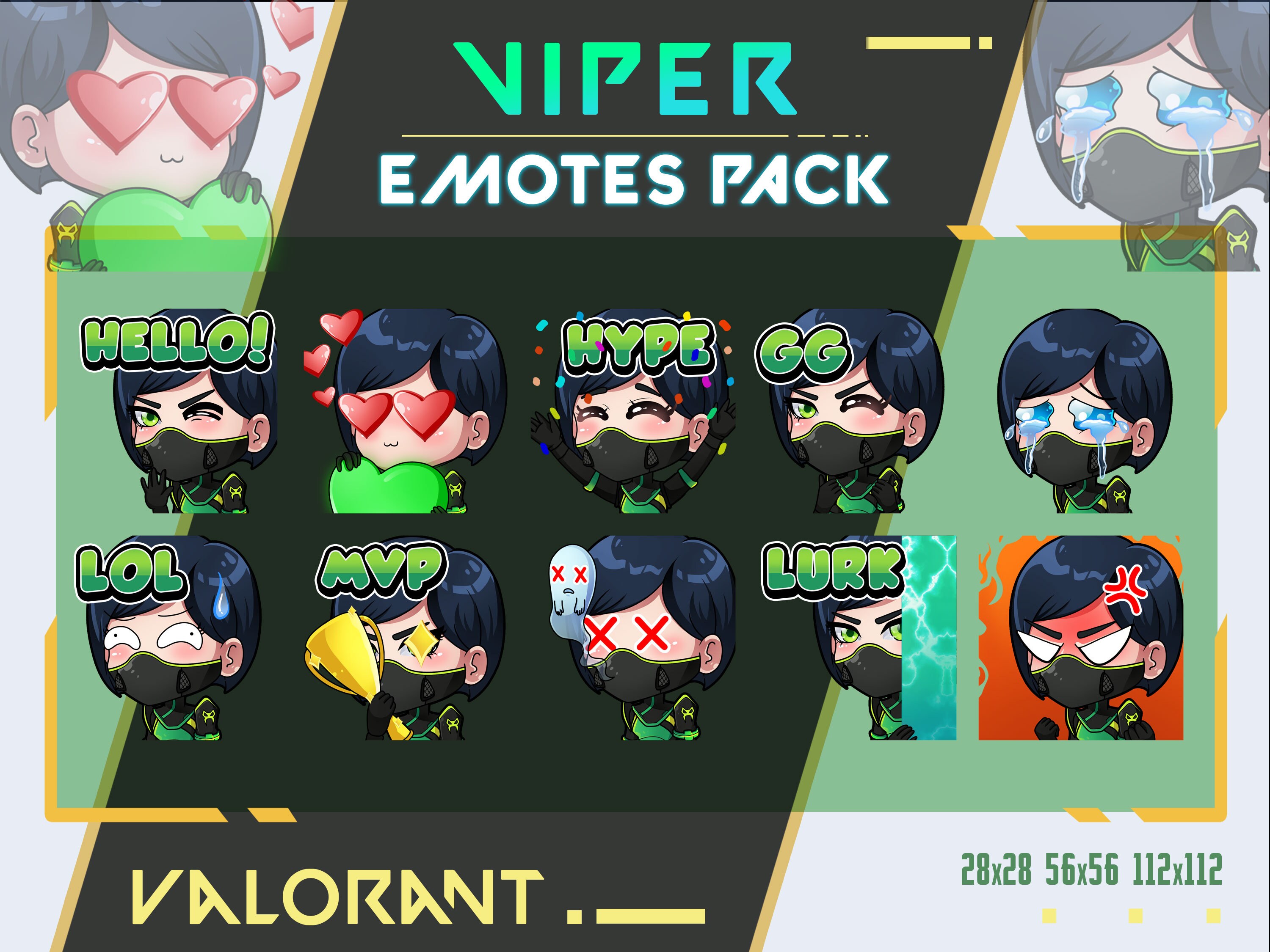 Viper Valorant Emotes, Twitch Emote Pack, Streamer Emotes, Youtube ...