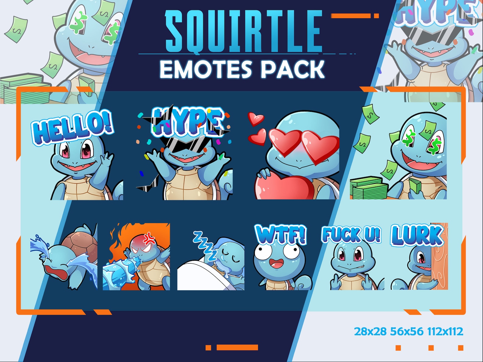 Squirtle Pokemon Emotes, Twitch Emote Pack, Streamer Emotes, Youtube ...