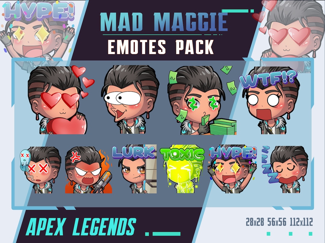 Mad Maggie Apex Legends Emotes Pack, Twitch, Discord, Youtube (digital ...