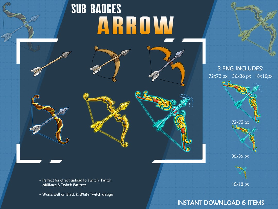 Arrow and Bow Twitch Sub Badges, Weapon Sub Badges for Streamer - Etsy