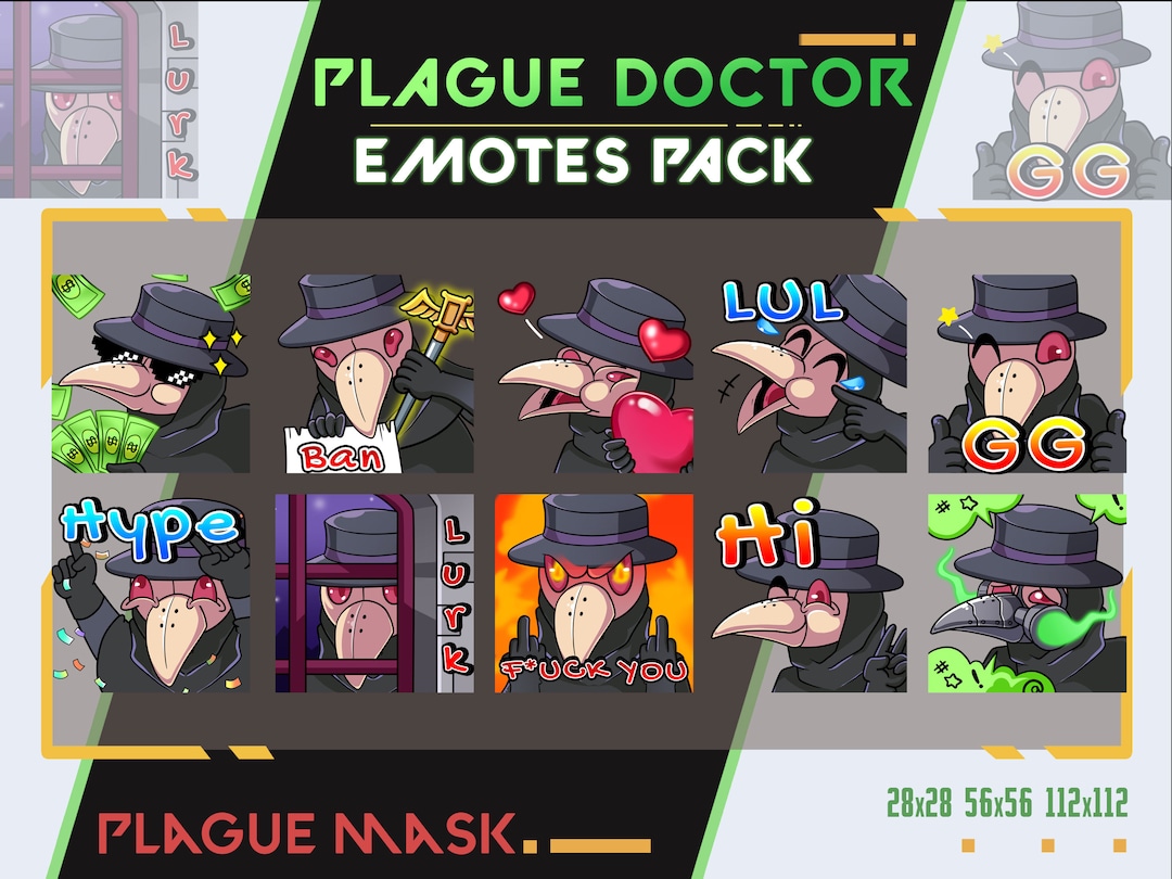 10x Doctor Plague Emotes Pack, Doctor Plague Twitch Emotes, Streamer ...