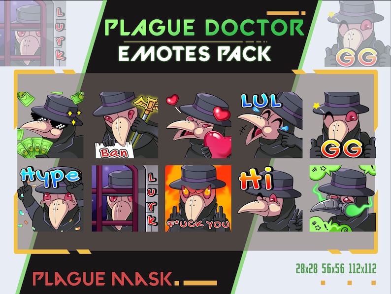 Doctor Plague Emotes Pack: Twitch, Discord, Youtube (digital Download ...