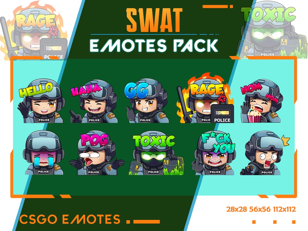 SWAT CSGO Static Emotes, Twitch Emote Pack, Streamer Emotes, Youtube ...