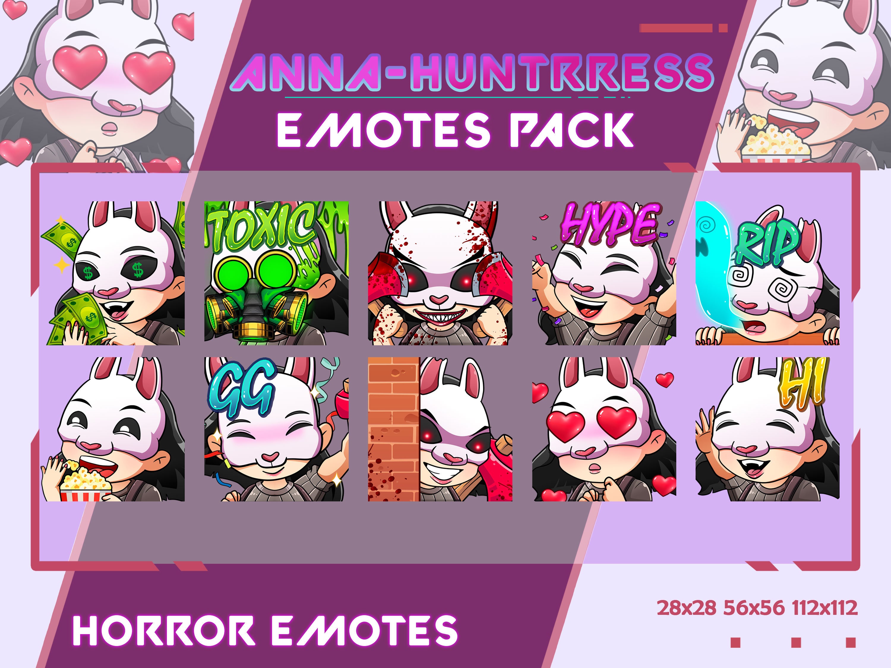 Anna Huntress Emotes Pack, Dead by Daylight Twitch Emotes, Streamer ...