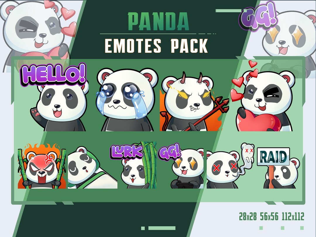 Panda Funny Emotes, Twitch Emote Pack, Streamer Emotes, Youtube Discord ...