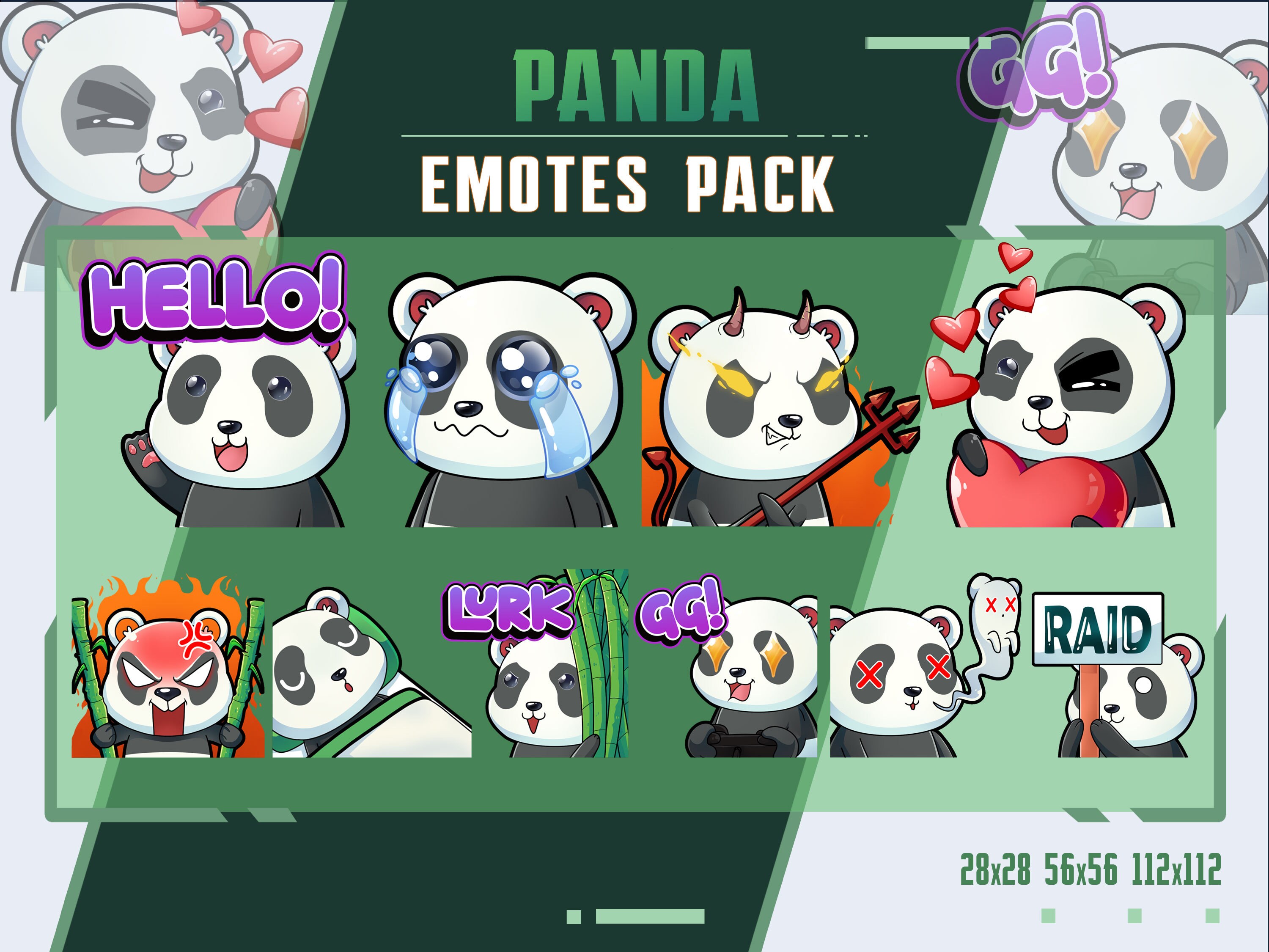 Panda Funny Emotes, Twitch Emote Pack, Streamer Emotes, Youtube Discord ...