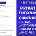 Tutor Contract, Tutoring Agreement, Private Tutoring, Business Contract ...