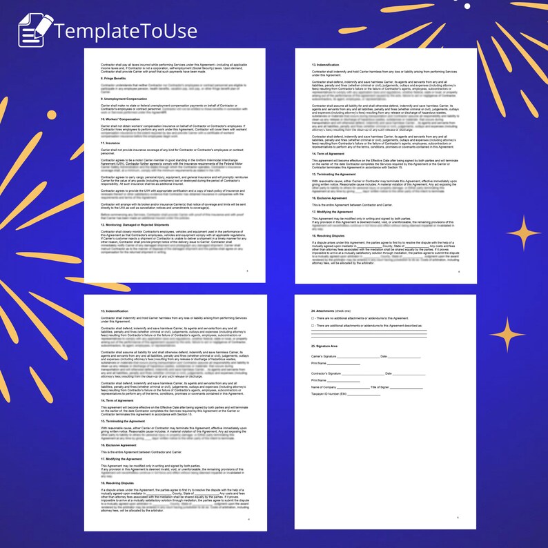 Truck Owner Operator Lease Agreement, Business Contract, Docx, Canva ...