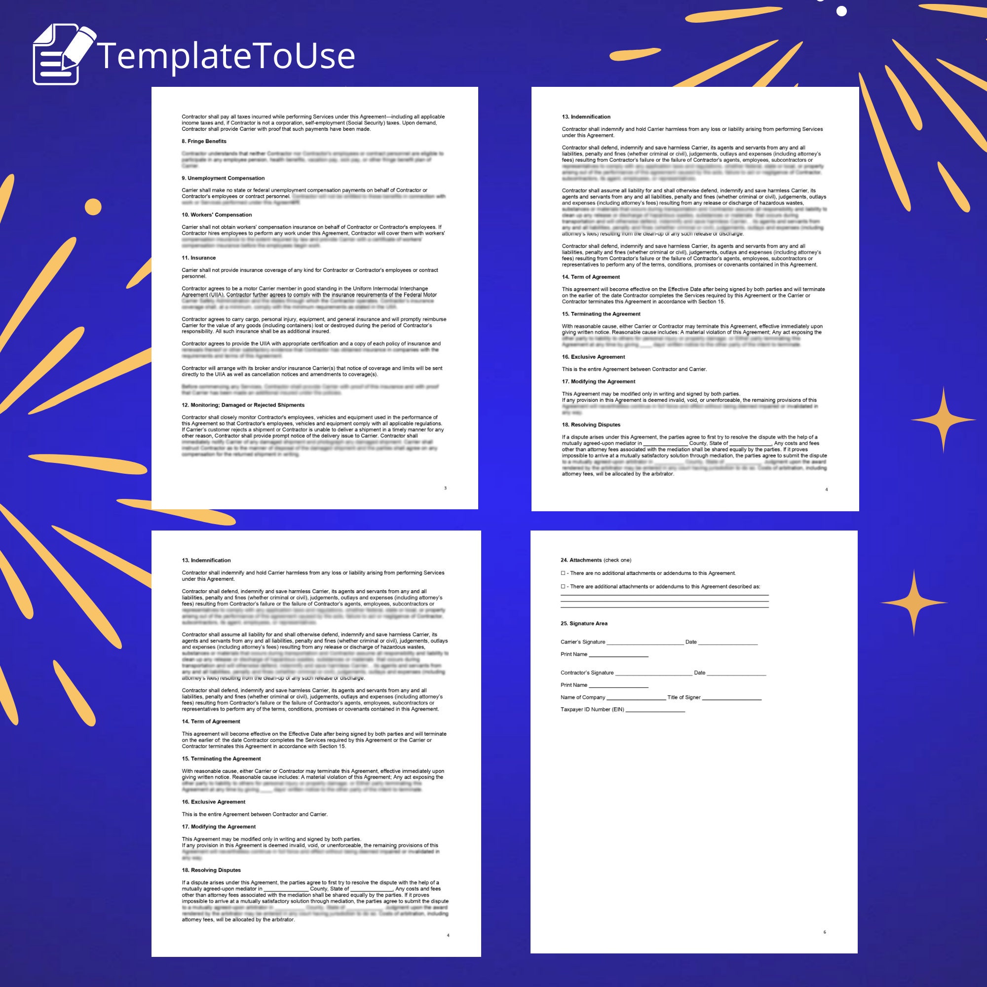 Truck Owner Operator Lease Agreement, Business Contract, Docx, Canva ...
