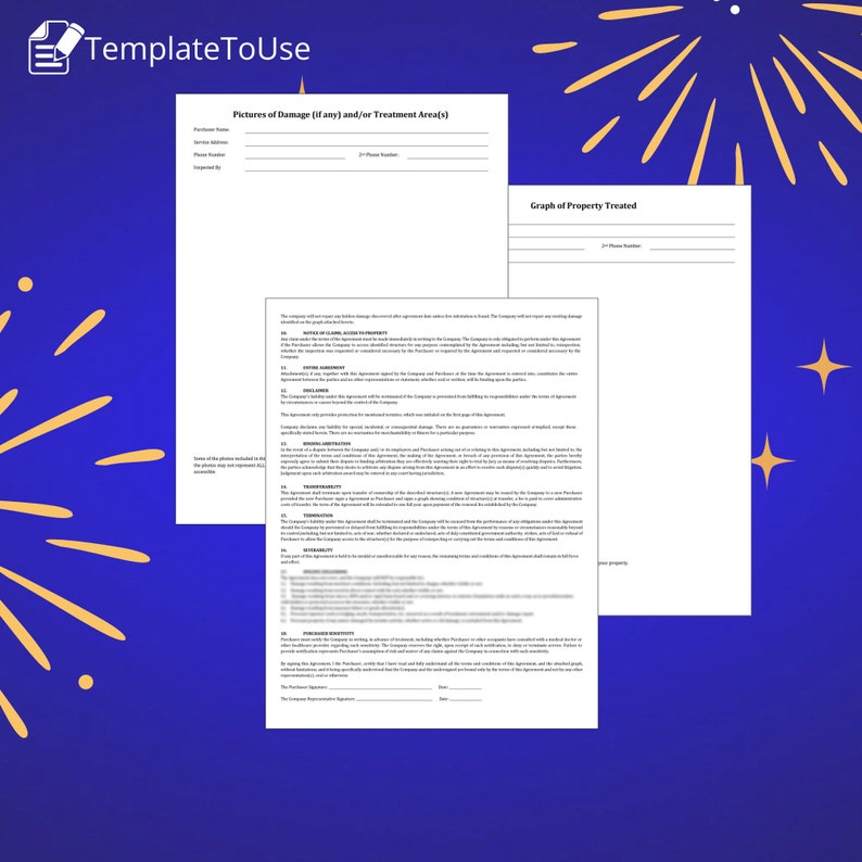 Termite Treatment Service Agreement Contract for Pest Control Business ...