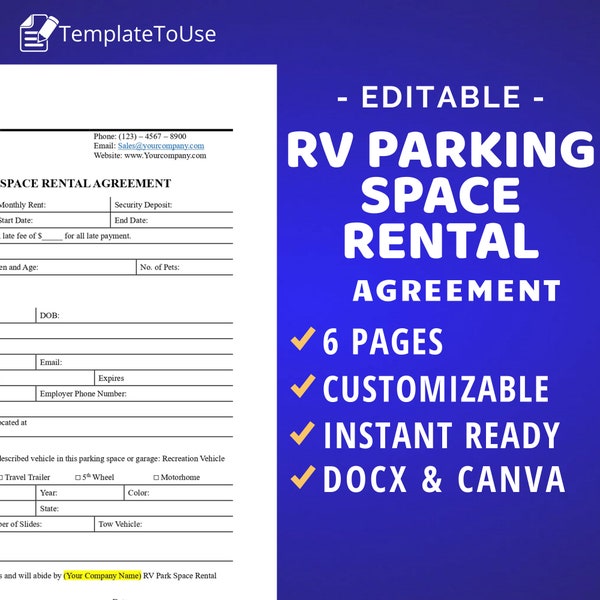 Recreational Vehicle Lease Agreement - Etsy