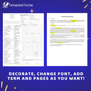 Swimming Pool Service Work Order Invoice, Pool Maintenance, Pool ...