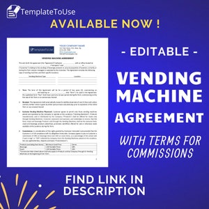 Vending Machine Location Agreement Contract, Editable Template - Etsy