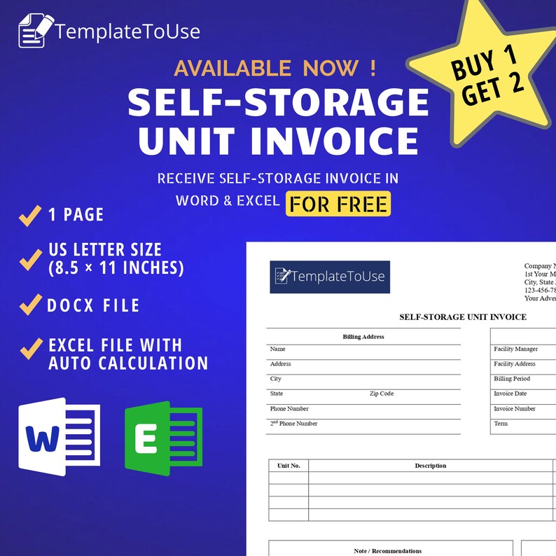 Self-storage Rental Agreement, Storage Space Rental Agreement, Storage ...