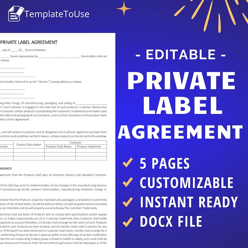 Private Label Agreement Contract, White Label Service, Private ...